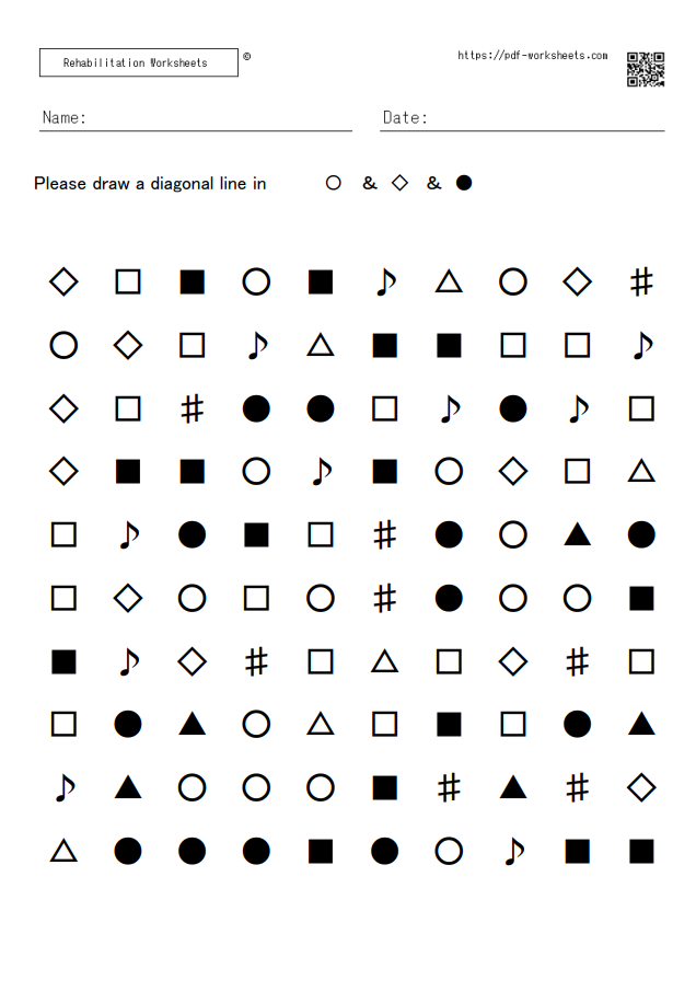 Symbol Cancellation Task Target 3 10 10 20 Sheets Rehabilitation 