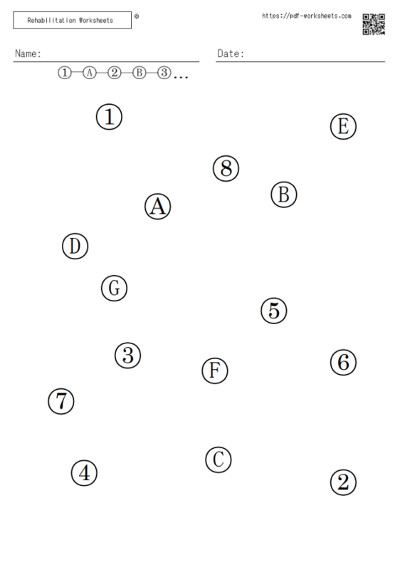 Trail Making Task B 1-E (10 sheets) | Rehabilitation Worksheets