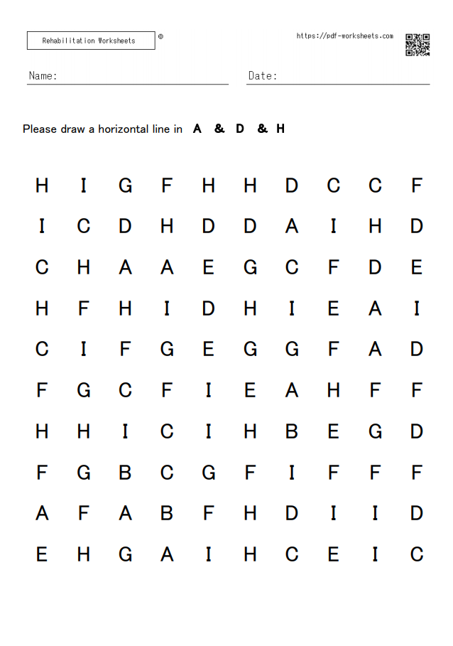 Symbol Cancellation Task - Rehabilitation Worksheets