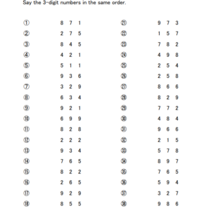 5-Digit Span Task Backward (5 sheets) - Rehabilitation Worksheets