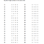 7-Digit Span Task Forward (5 sheets) - Rehabilitation Worksheets
