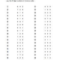 8-Digit Span Task Forward (5 sheets) - Rehabilitation Worksheets