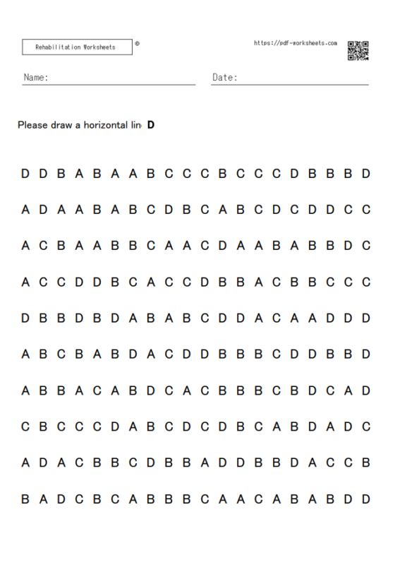 Alphabet Cancellation Task Target 1 10×20 (20 sheets) - Rehabilitation ...
