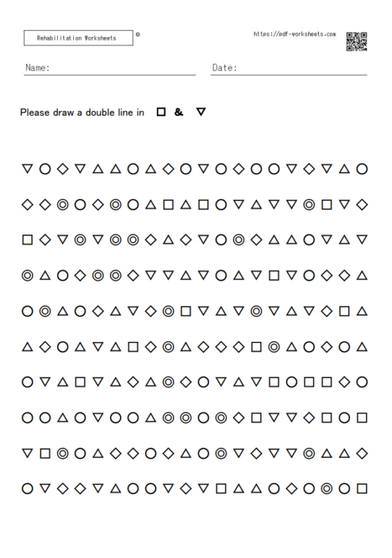 Symbol Cancellation Task Target 1 10×20 (20 sheets) | Rehabilitation ...