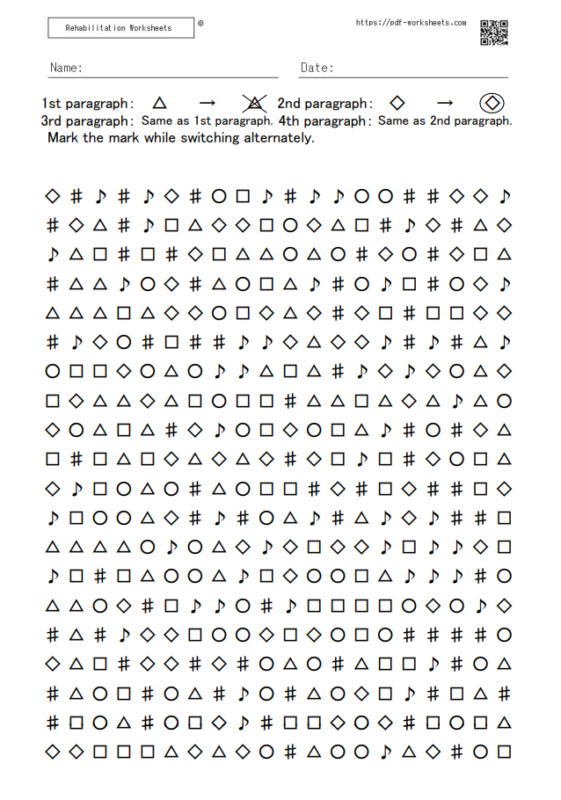 Trail Making Task A - Rehabilitation Worksheets