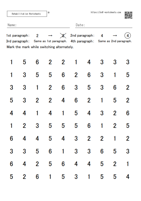 Number Cancellation Task - Rehabilitation Worksheets