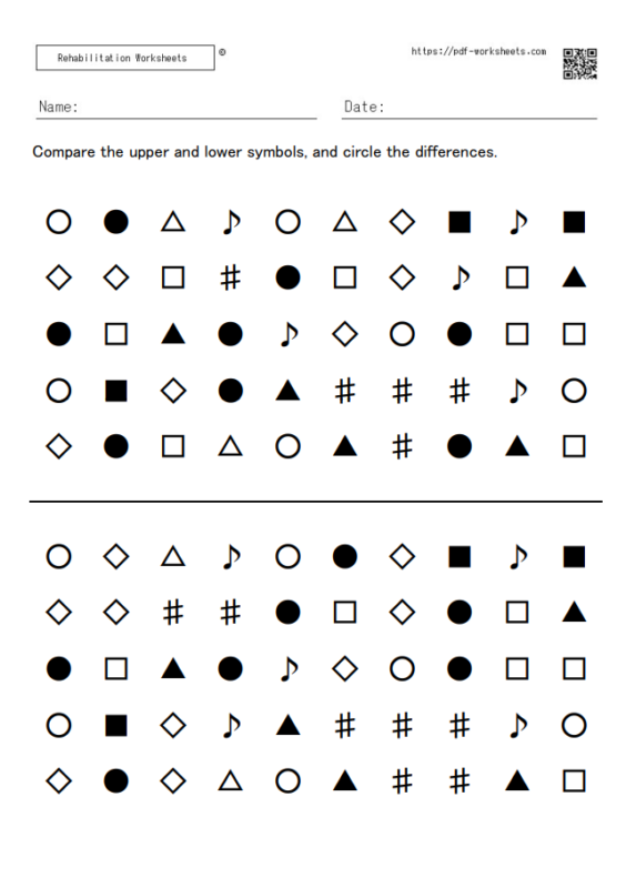 Visuospatial Cognition Worksheets - Rehabilitation Worksheets