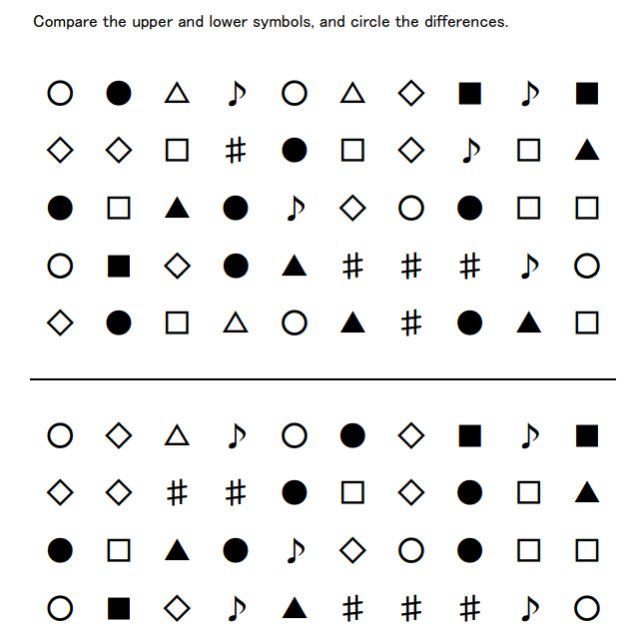 Symbol Cancellation Task - Rehabilitation Worksheets