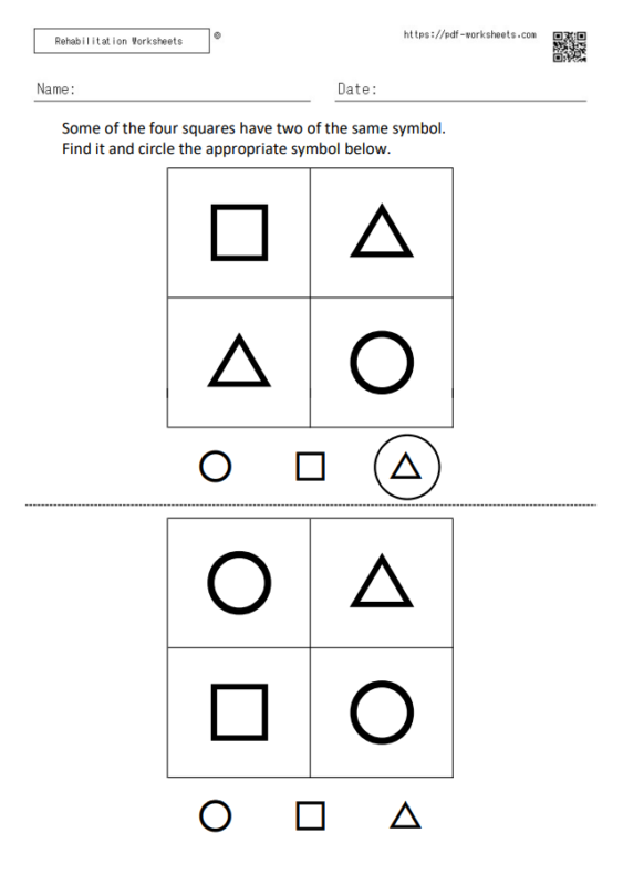 The task of finding a symbol that has two identical symbols in the four ...