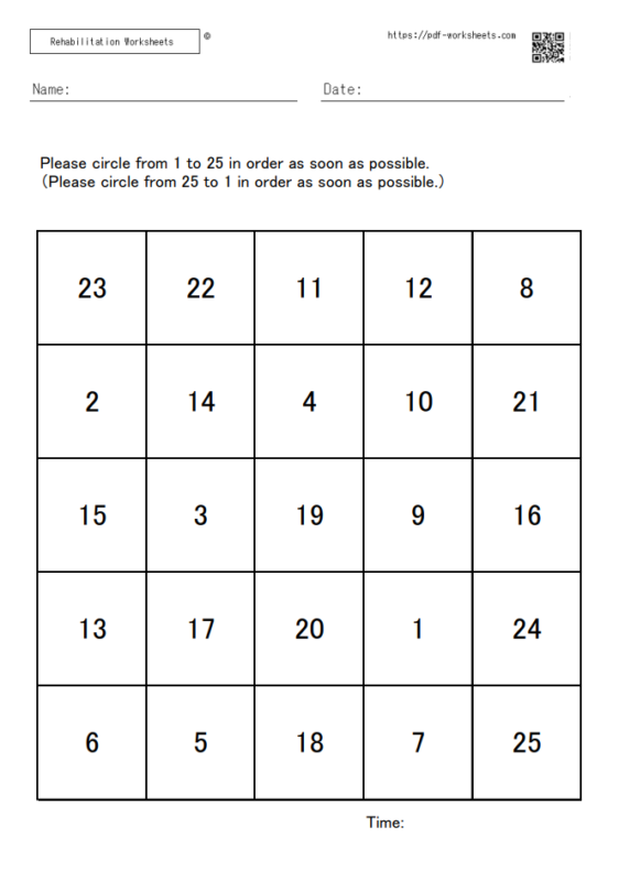 Trail Making Task | Rehabilitation Worksheets