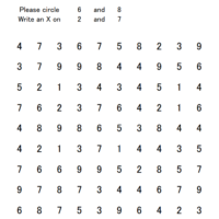 Number cancellation dual task 20×20 (20 sheets) - Rehabilitation Worksheets