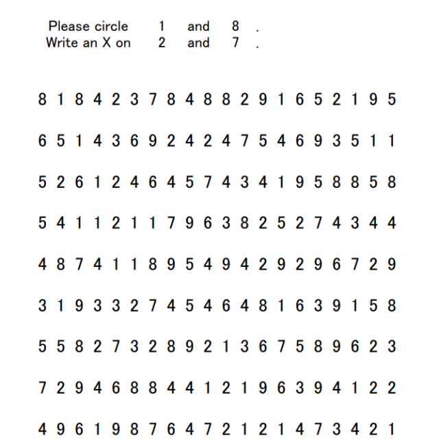 Symbol Cancellation Task - Rehabilitation Worksheets