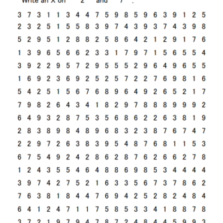 Number Cancellation Task (1-3→〇, 4-6→×, 7-9→ ) 5×5 (20 sheets ...