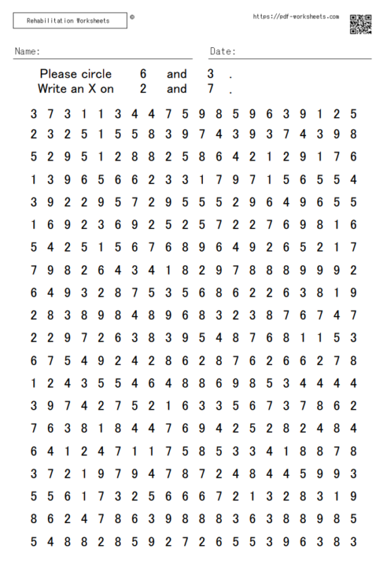 Symbol Cancellation Task - Rehabilitation Worksheets