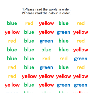 Stroop Task 20×10 (20 sheets) - Rehabilitation Worksheets