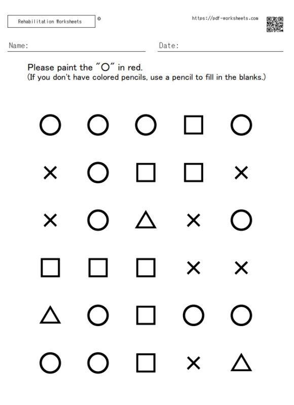 Symbol coloring task | Rehabilitation Worksheets