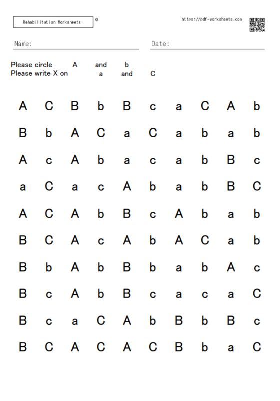 Number Cancellation Dual Task 5×5 20 Sheets Rehabilitation Worksheets