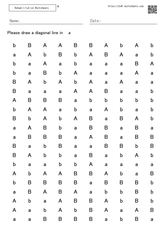 Alphabet Cancellation Dual Task 10×10 20 Sheets Rehabilitation