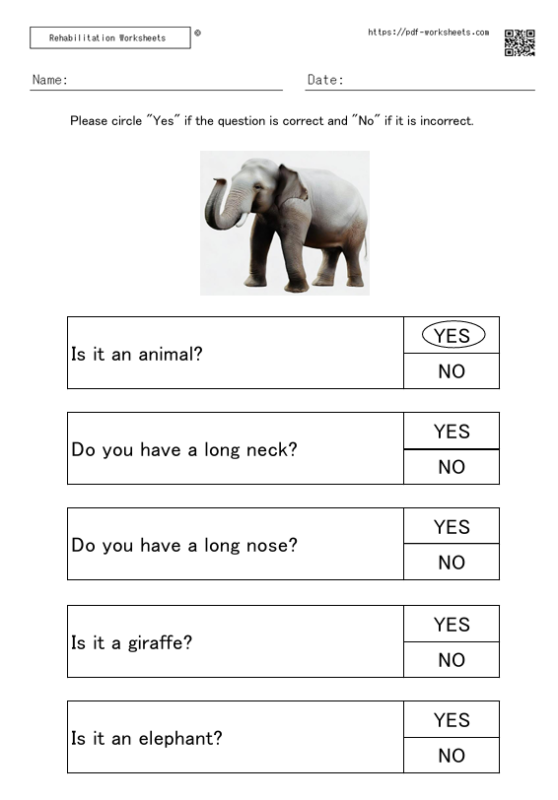 A task in which answer questions about a picture with a yes or no ...