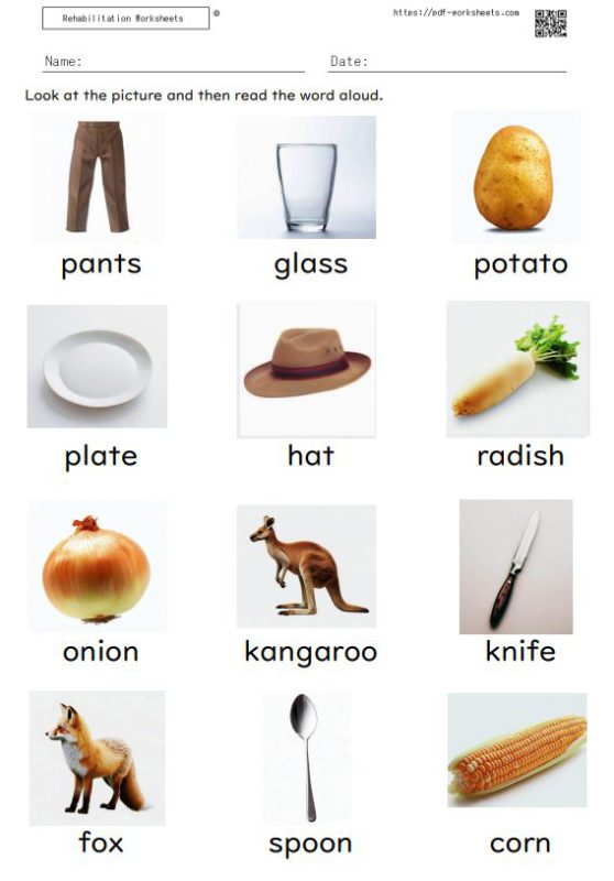 Aphasia Worksheets | Rehabilitation Worksheets