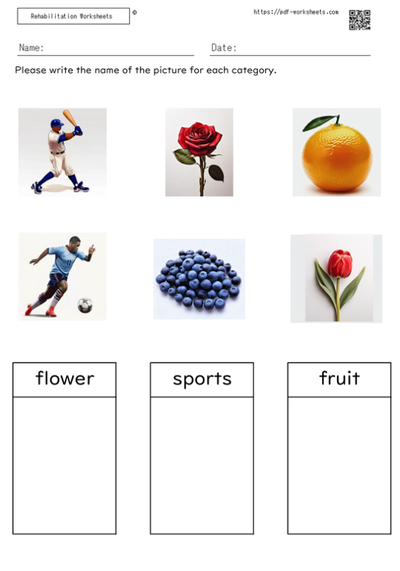 Naming task for aphasia | Rehabilitation Worksheets