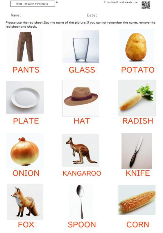 Reading aloud task for aphasia | Rehabilitation Worksheets