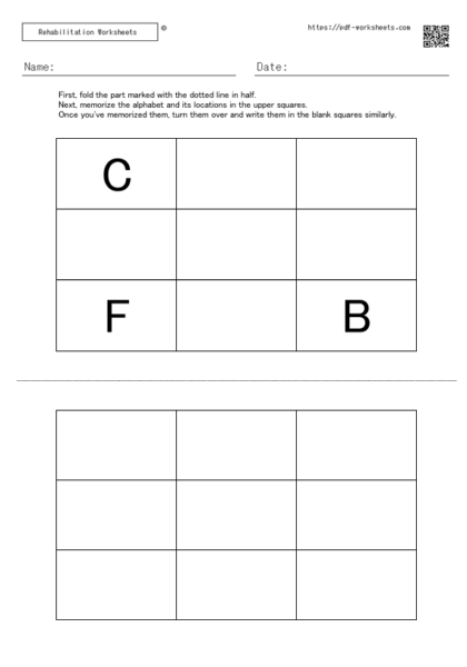 Task to memorize the numbers in the squares and the location of the ...